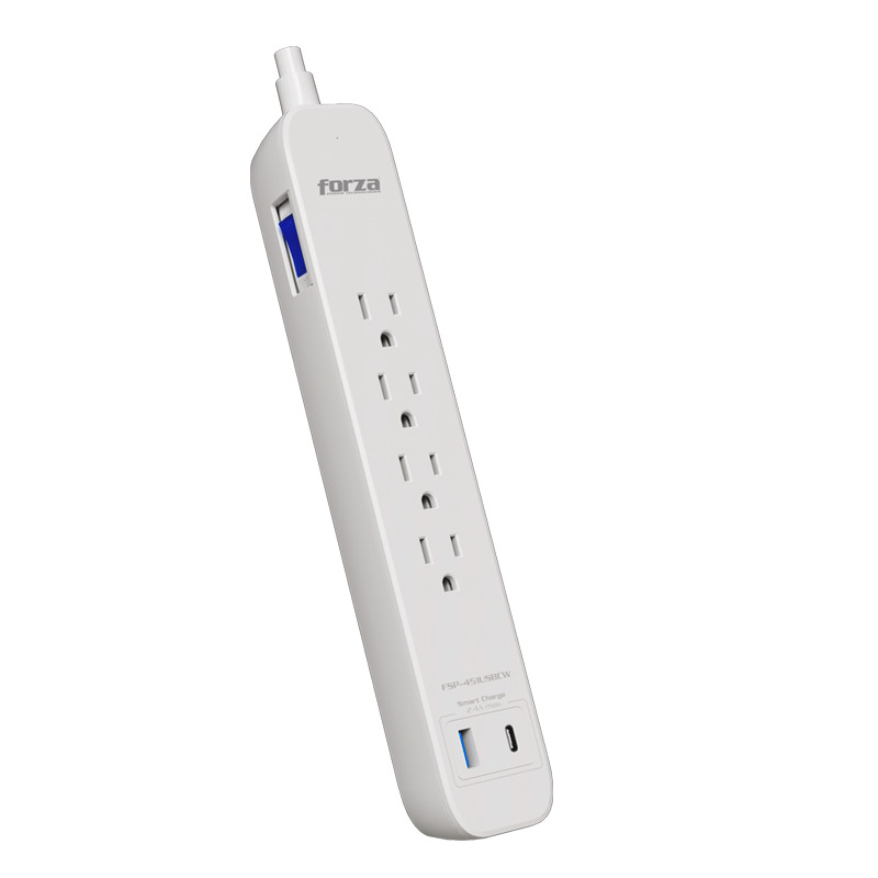 Forza - Surge protector - AC 110/220 V - 4 Tomas de Corriente - 1 USB-A ...